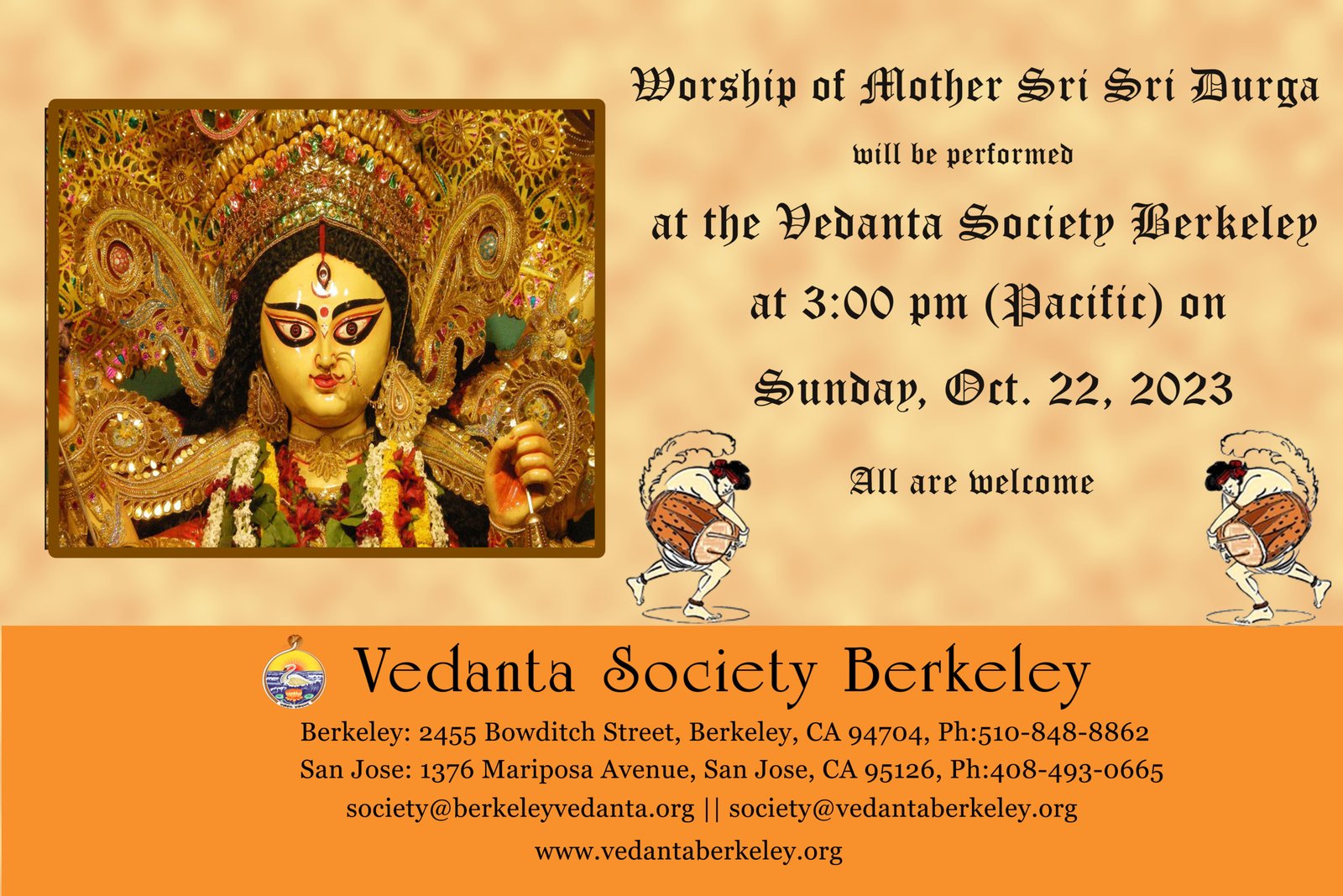 The worship of the Divine Mother Sri Sri Durga 2023 - Vedanta Society Berkeley